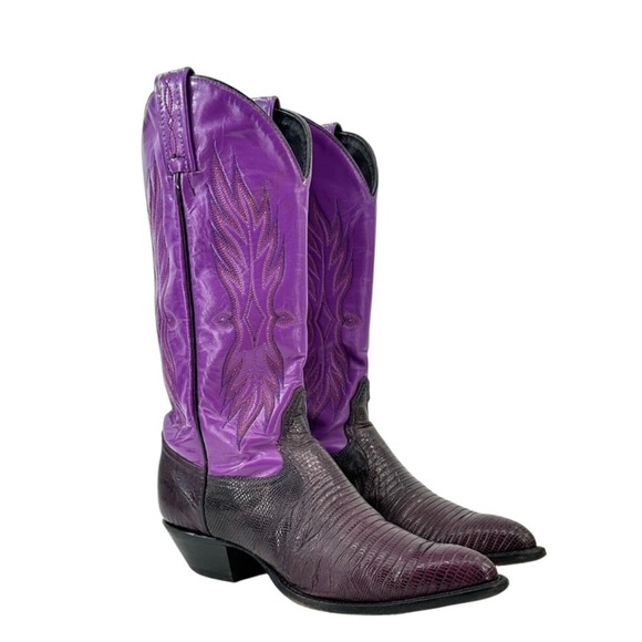 Tony Lama | Shoes | Vintage Tony Lama Purple Exotic Leather Cowboy ...